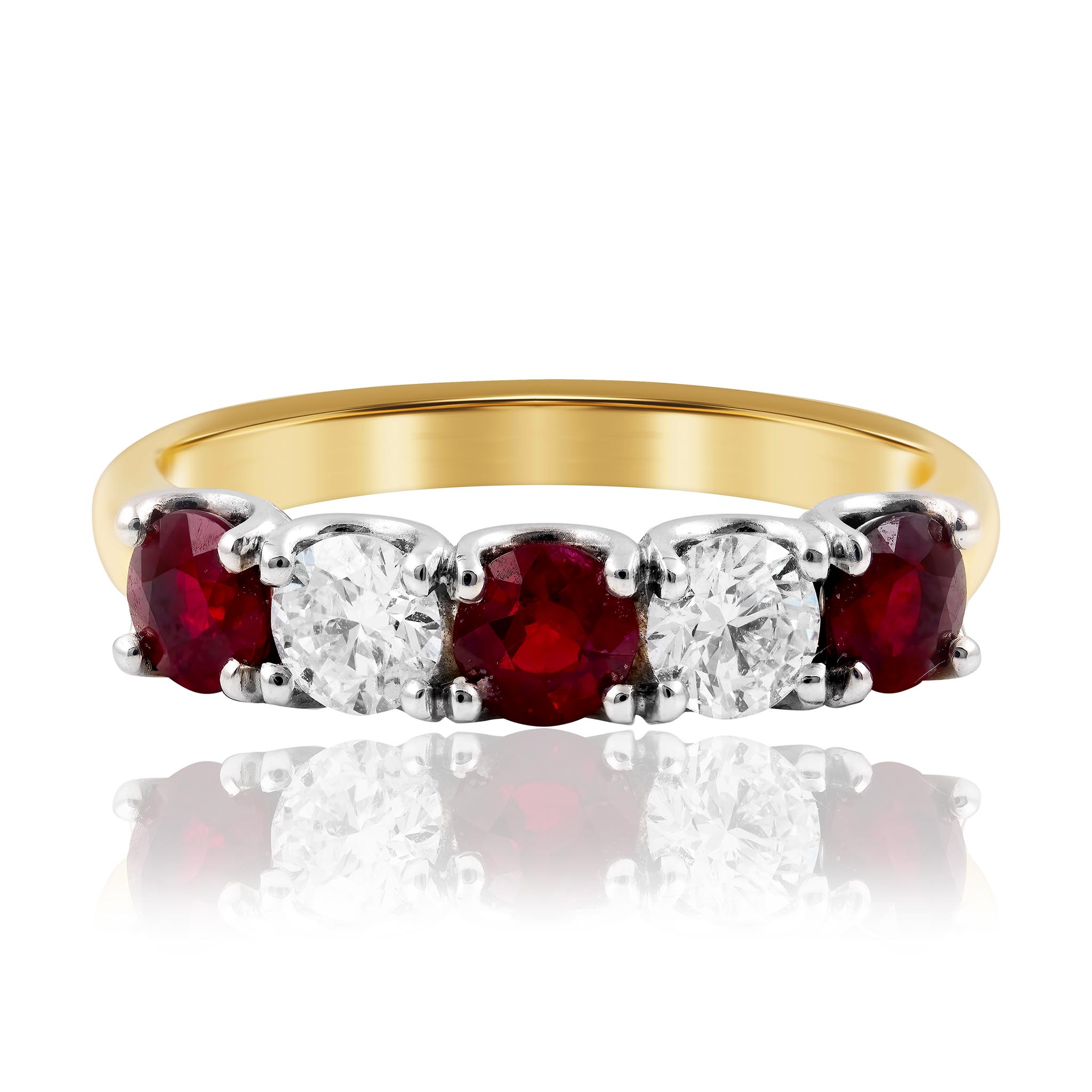 Ruby and Diamond 5 Stone - Stones Diamonds