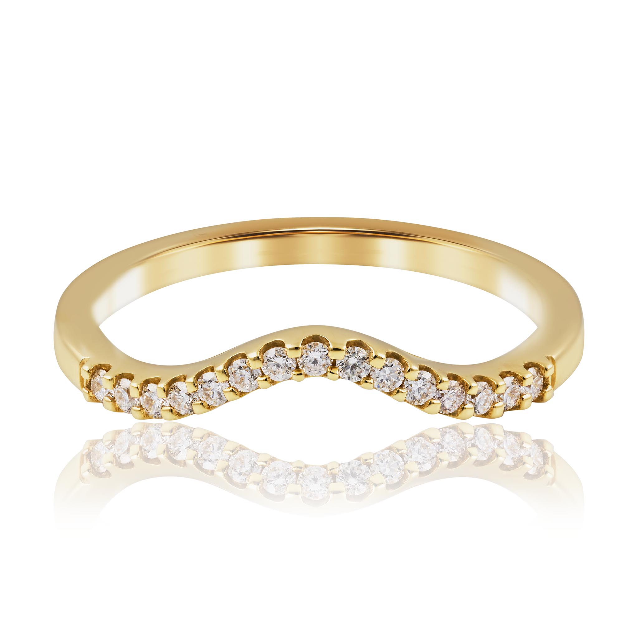 Curved Wedding Band, Custom-made to engagement ring - Stones Diamonds
